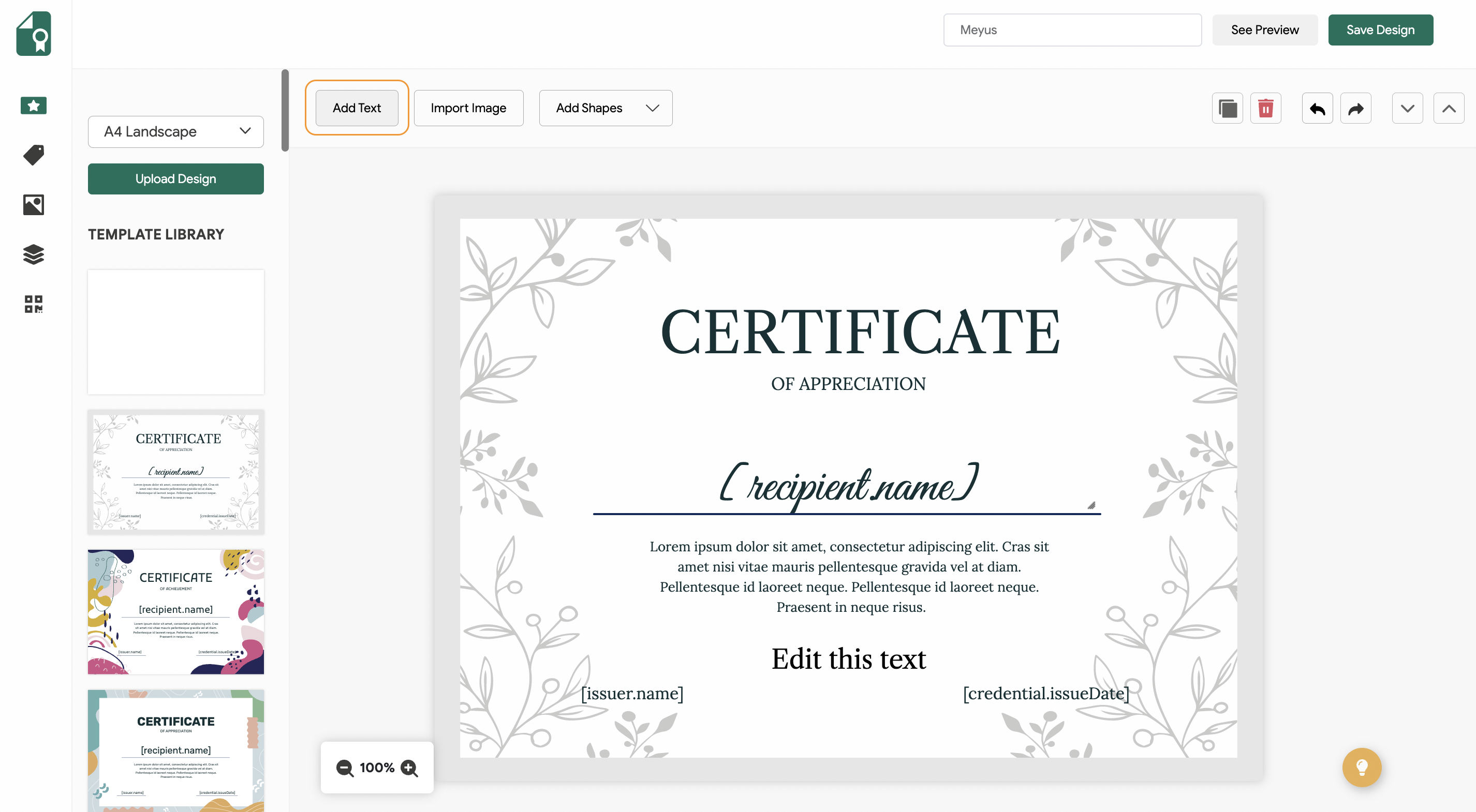 How To Add Text Field To Certificate Design